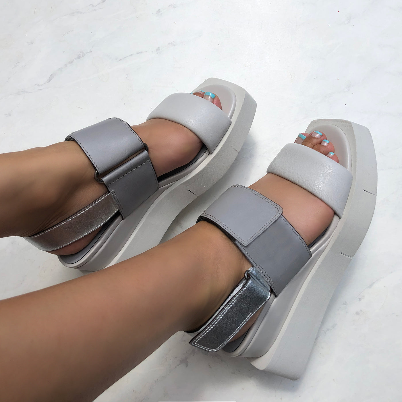 PARADOX in GREY Wedge Sandals – Nakedfeet Shoes
